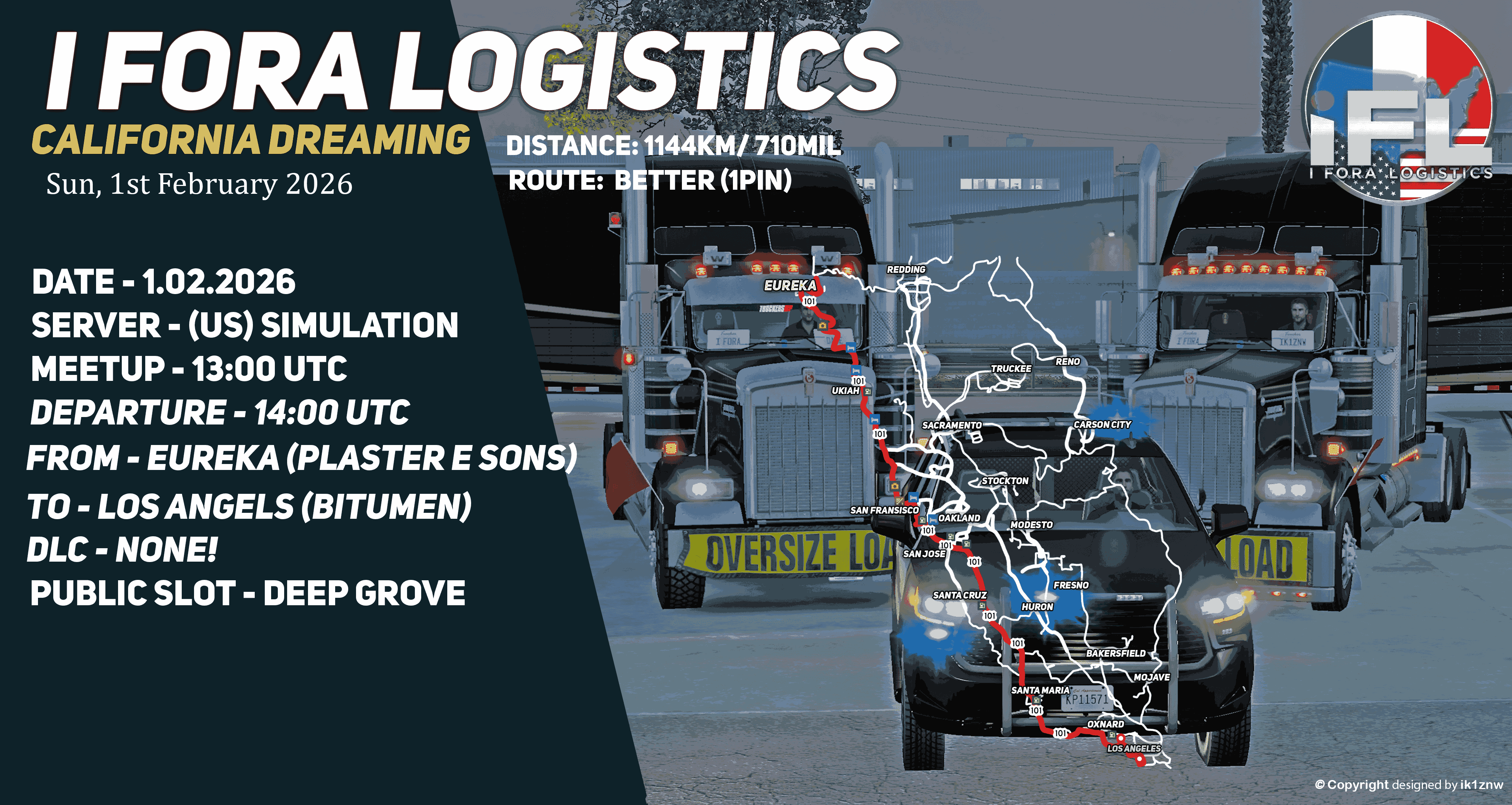 [ATS] #1 I FORA LOGISTICS - CALIFORNIA DREAMING — Event — TruckersMP